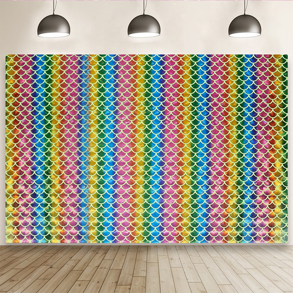 1.1x1.7 Yard Scales Background Fabric Sky Blue Polyester Hologram Fish ...