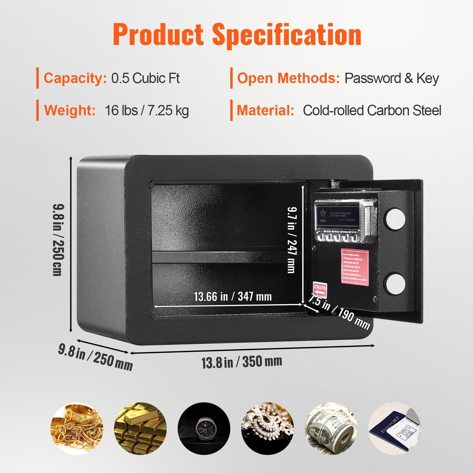 1.2/0.5 Cubbic Fit Electronic Safe Deposit Safe Box W/ Digital Access ...