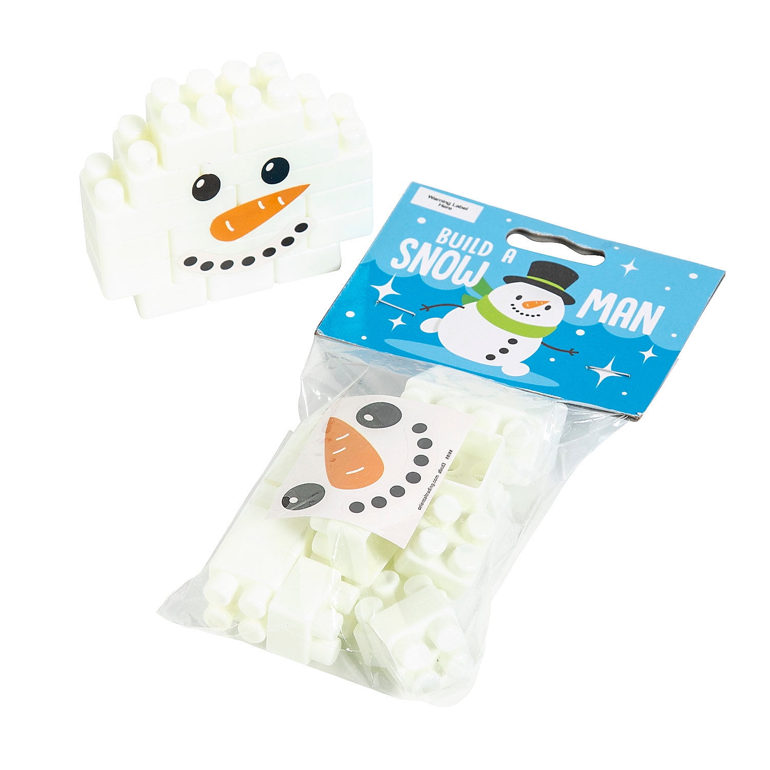 1/2" – 1 1/4" White Winter Snowman Building Bricks Handout for 12 ...
