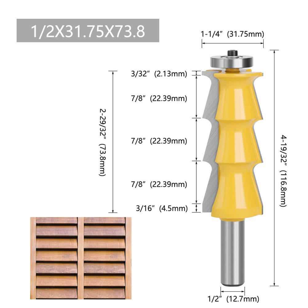 1/2 12mm Shank Louver Shutter Router Bits Carbide for Woodworking DIY ...