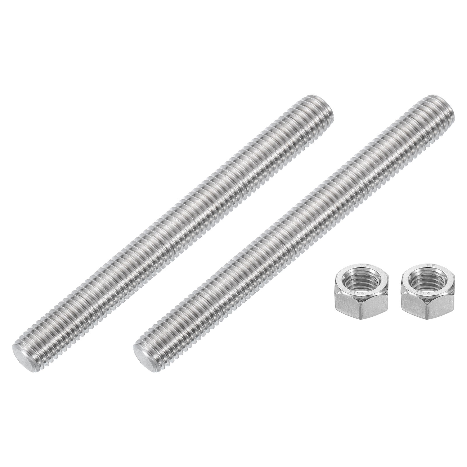1/2"-13 Fully Threaded Rod, 2Pcs 304 Stainless Steel 5" Long Threaded ...