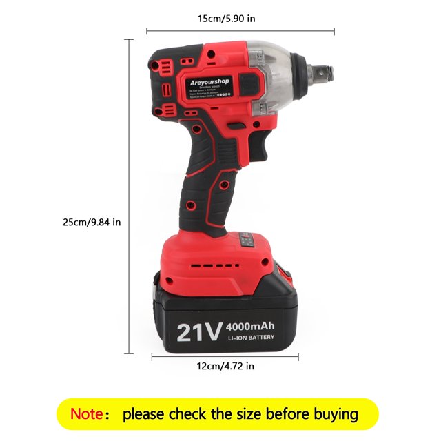 1/2" 21V Brushless Impact Wrench Torque Rattle Gun Electric Ratchet w ...
