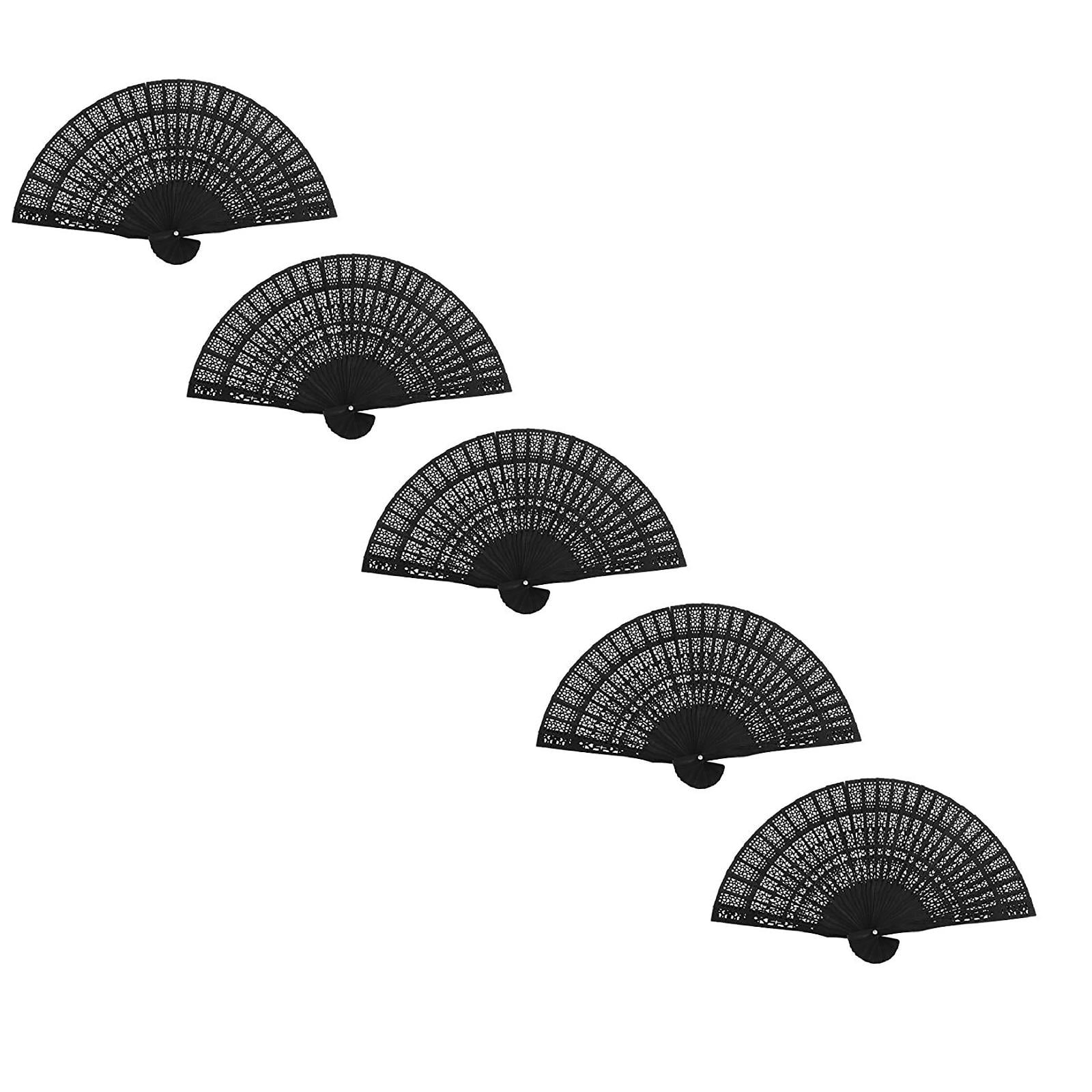 1/2/3/4/5/6 Pcs Vintage Wooden Folding Hand Fan Vintage Wooden Hollow ...
