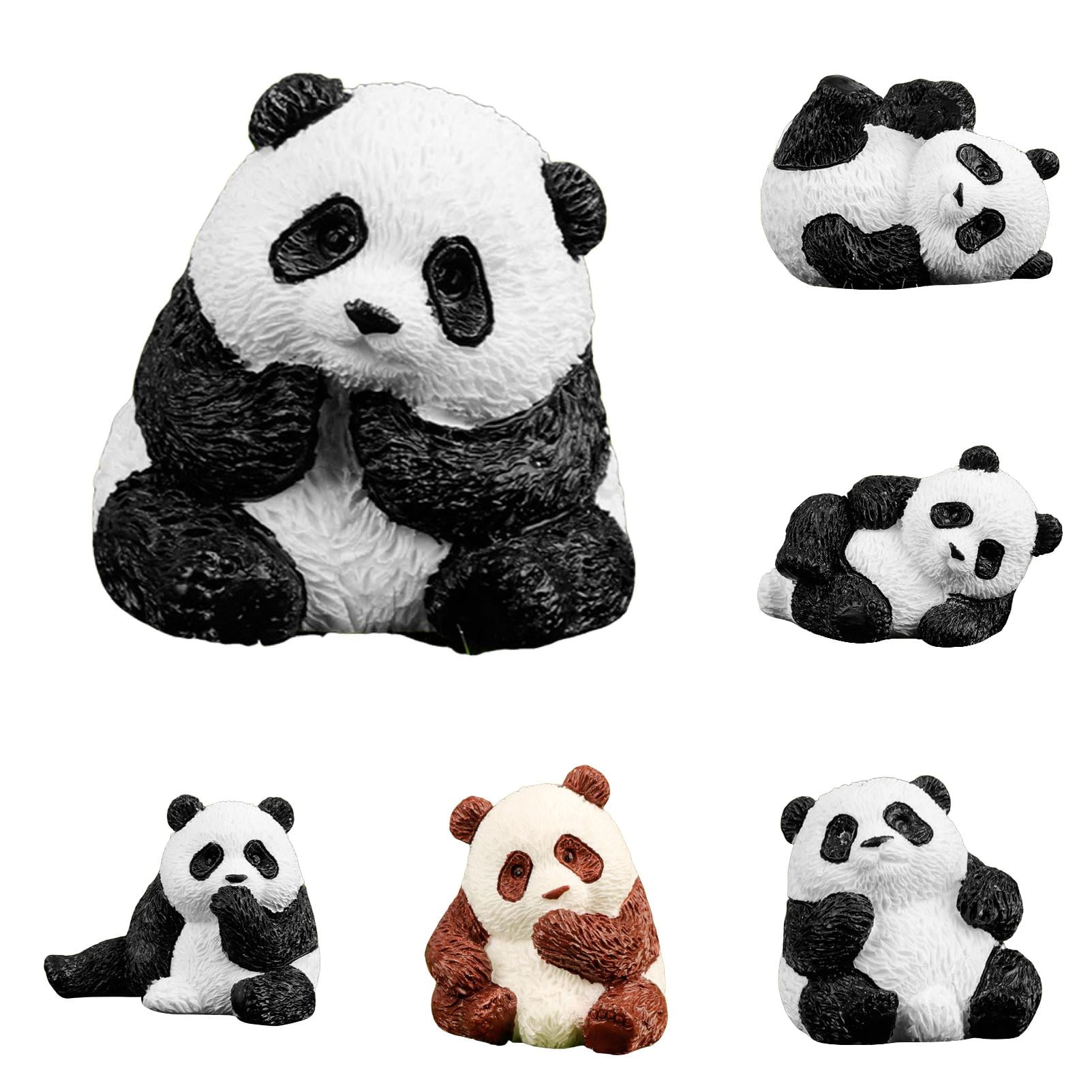 1/2/3/4/5/6PCS Creative Cute Solid Panda Figurines Set with Cake Topper ...