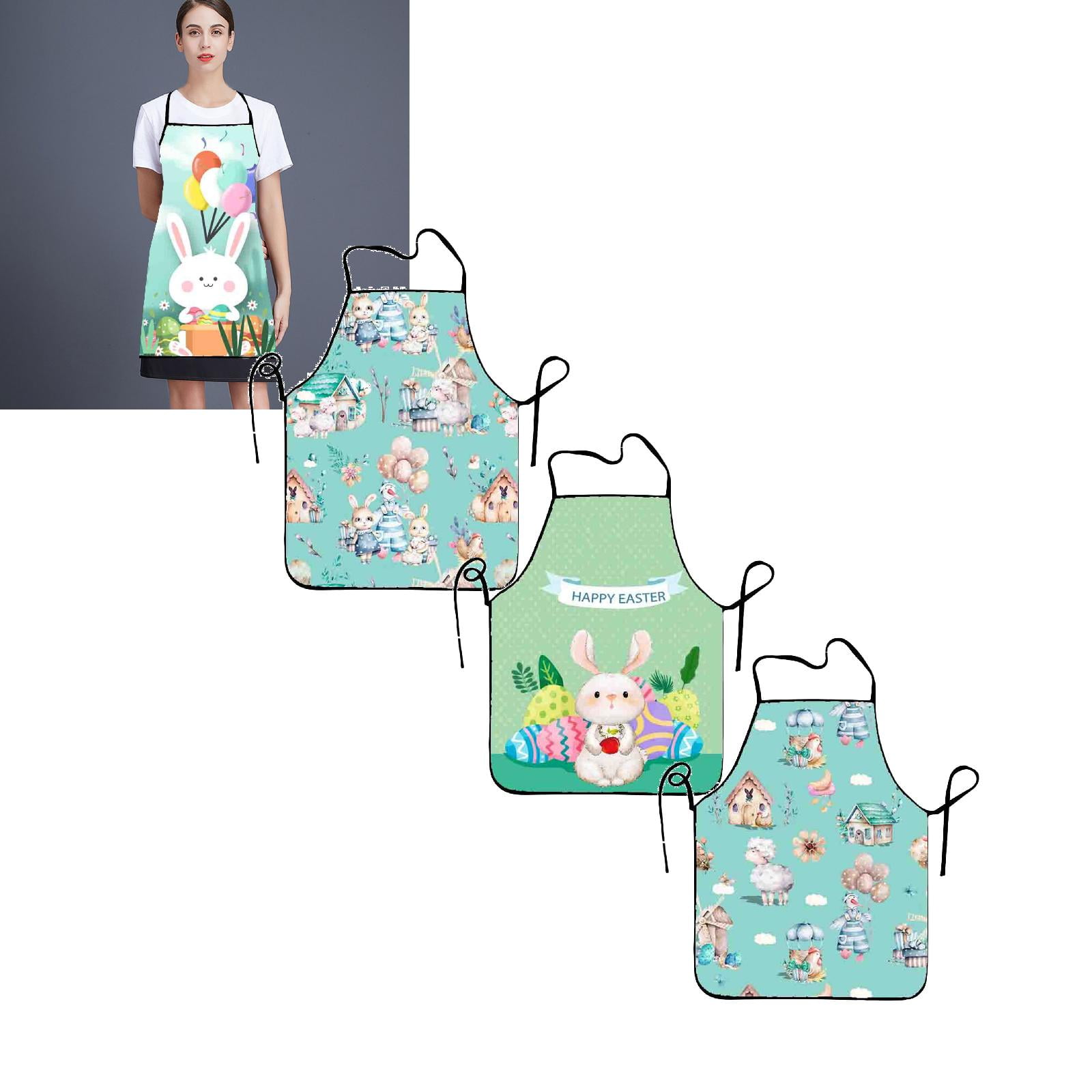 1/2/3/4/5/6Pack Easter Cartoon Rabbit Eggs Apron For Women Men ...