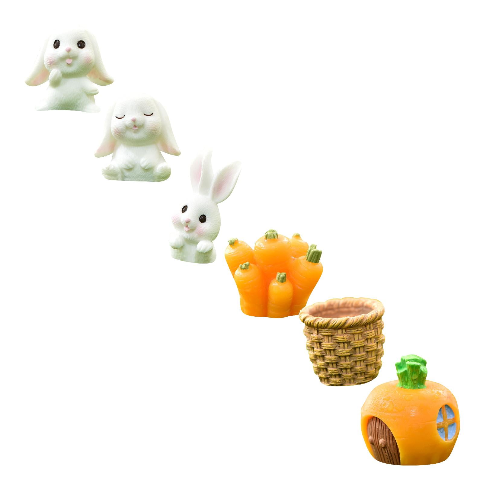 1/2/3/4/5/6Pack Rabbit Figures Cake Topper, Easter Mini Bunny Cupcake ...