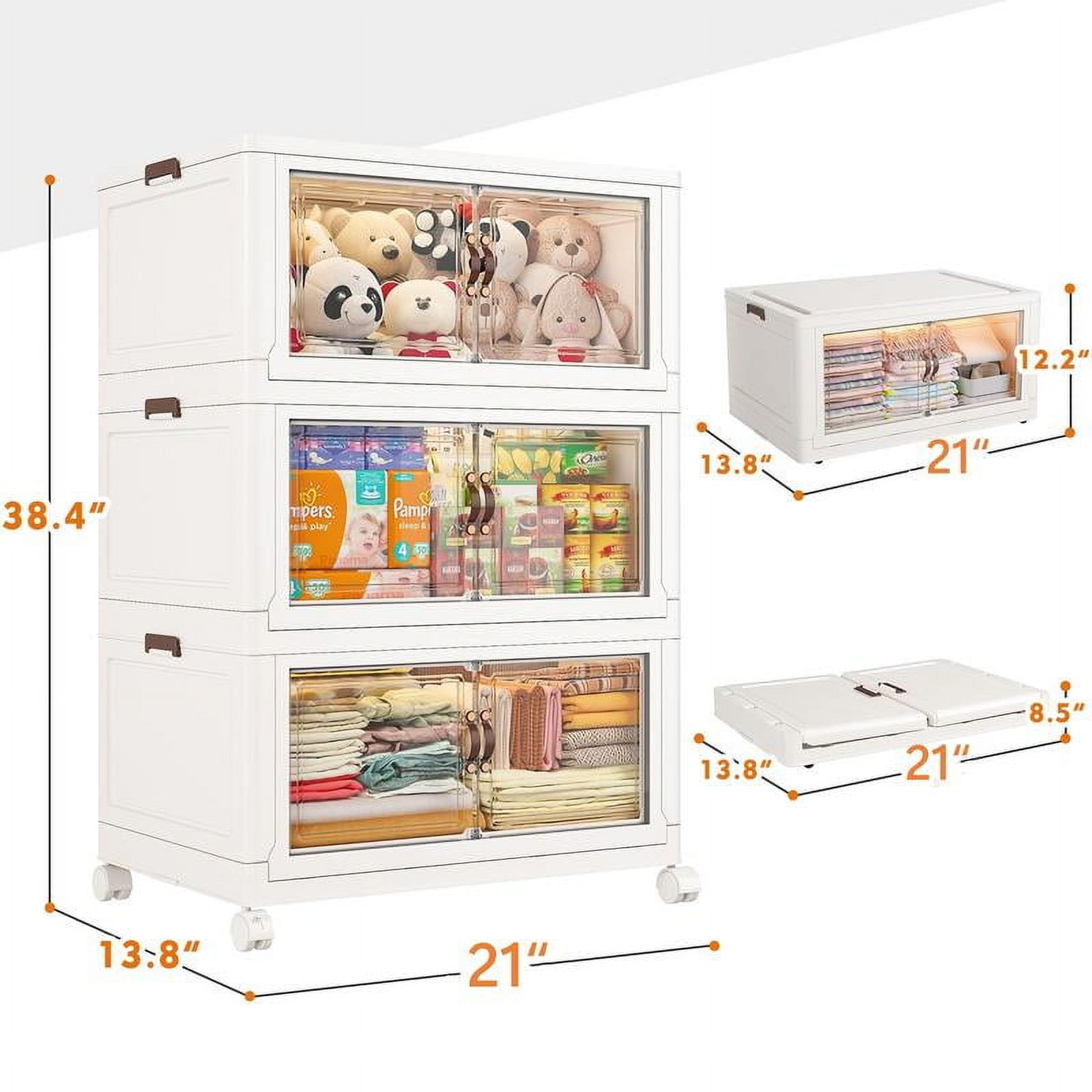 1/2/3/4/5 Pack Plastic Storage Bin with A Lid, Collapsible Storage Bins ...