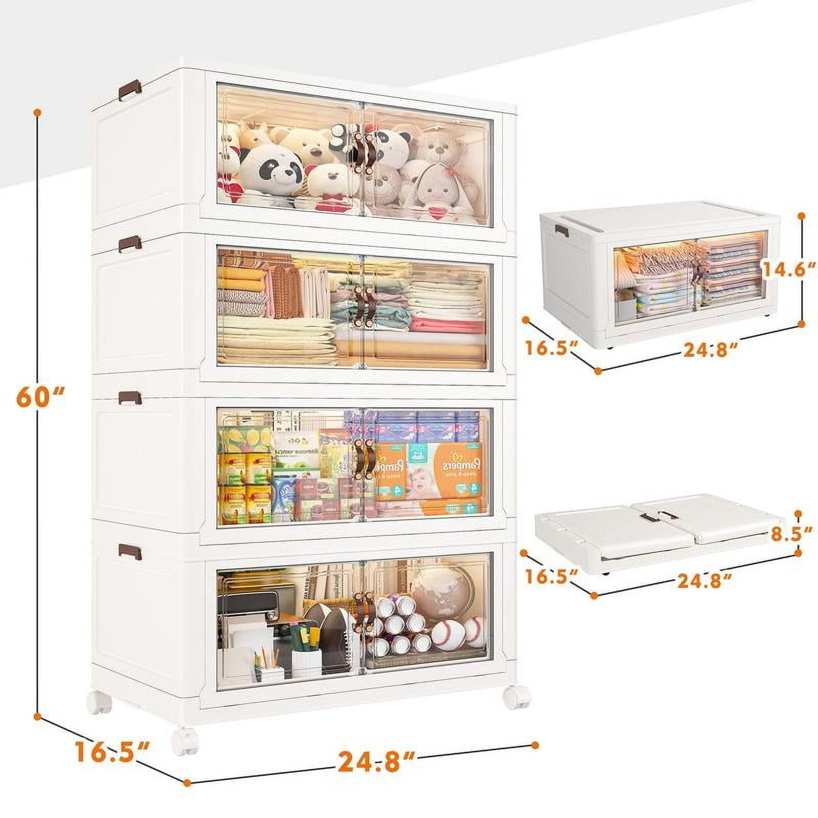 1/2/3/4/5 Pack Plastic Storage Bin with A Lid, Collapsible Storage Bins ...