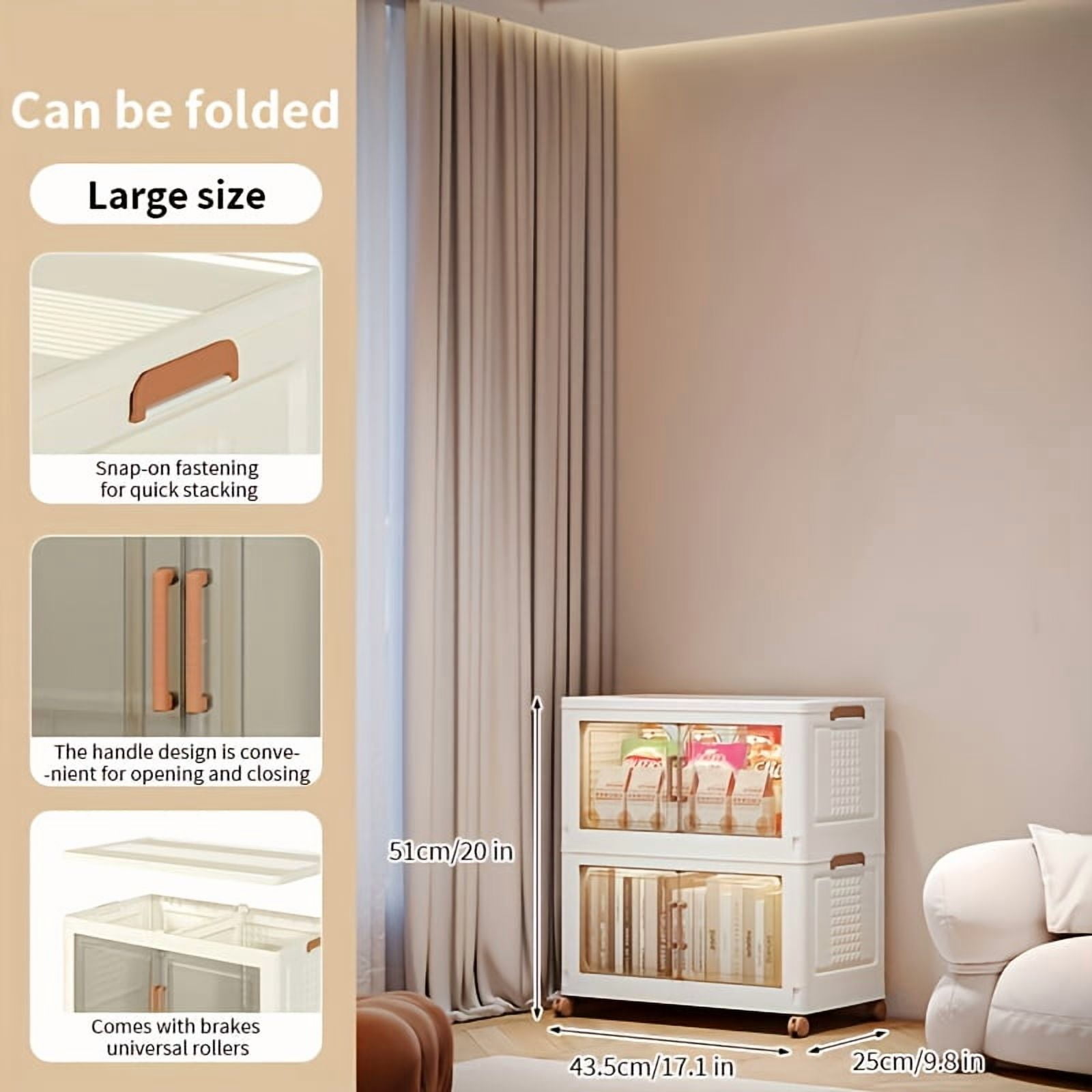 1/2/3/4/5-Tier Stackable Storage Bins with Lid & Wheels - Foldable ...