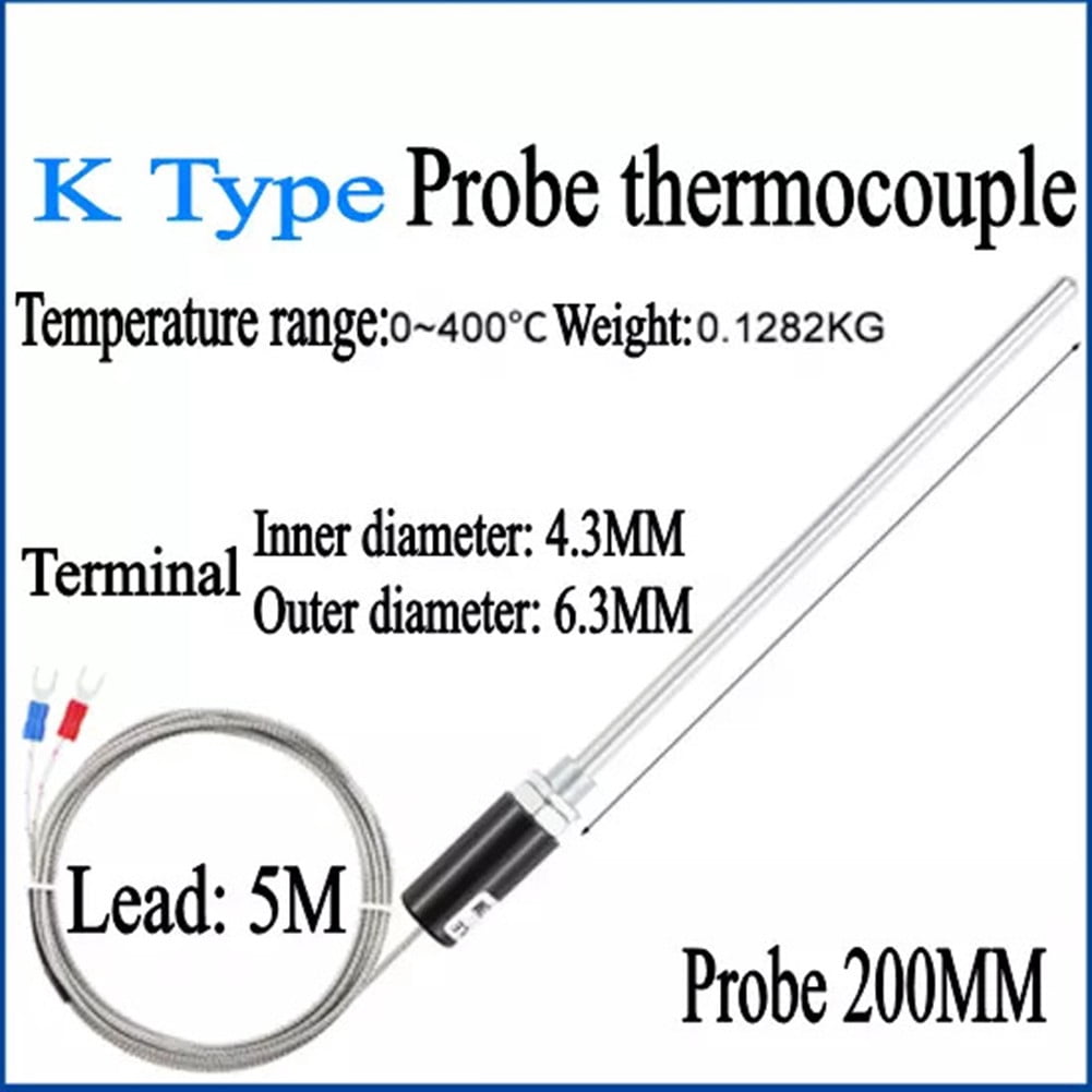 1/2/3/4/5M PT100/K Type Thermocouple Probe Control Temperature Sensor ...