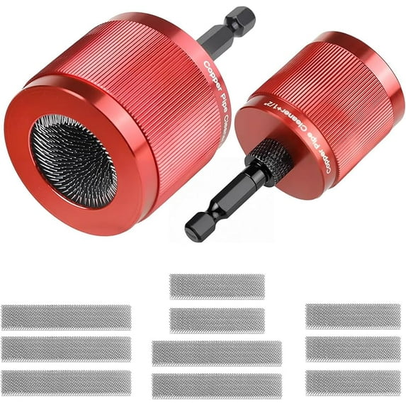 1/2" & 3/4" Copper Pipe Cleaner Set for Drill, with 1/4" Hex Shank & 10 ...