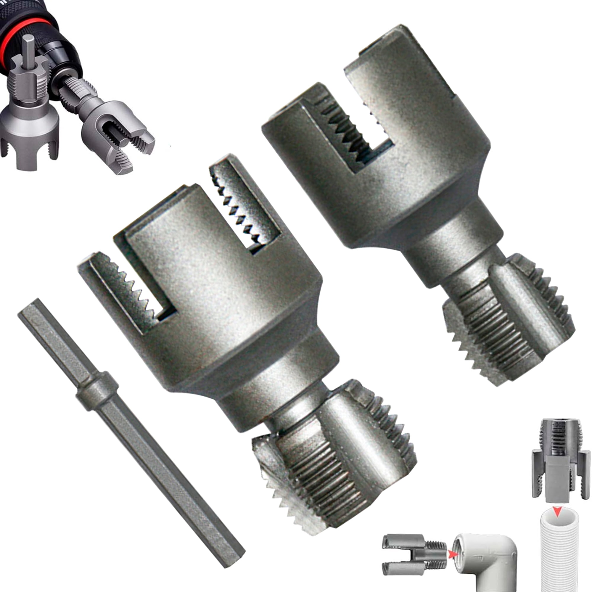 1/2" 3/4" Dual-Purpose Pipe Threading Tool – Internal/External Tap Kit ...