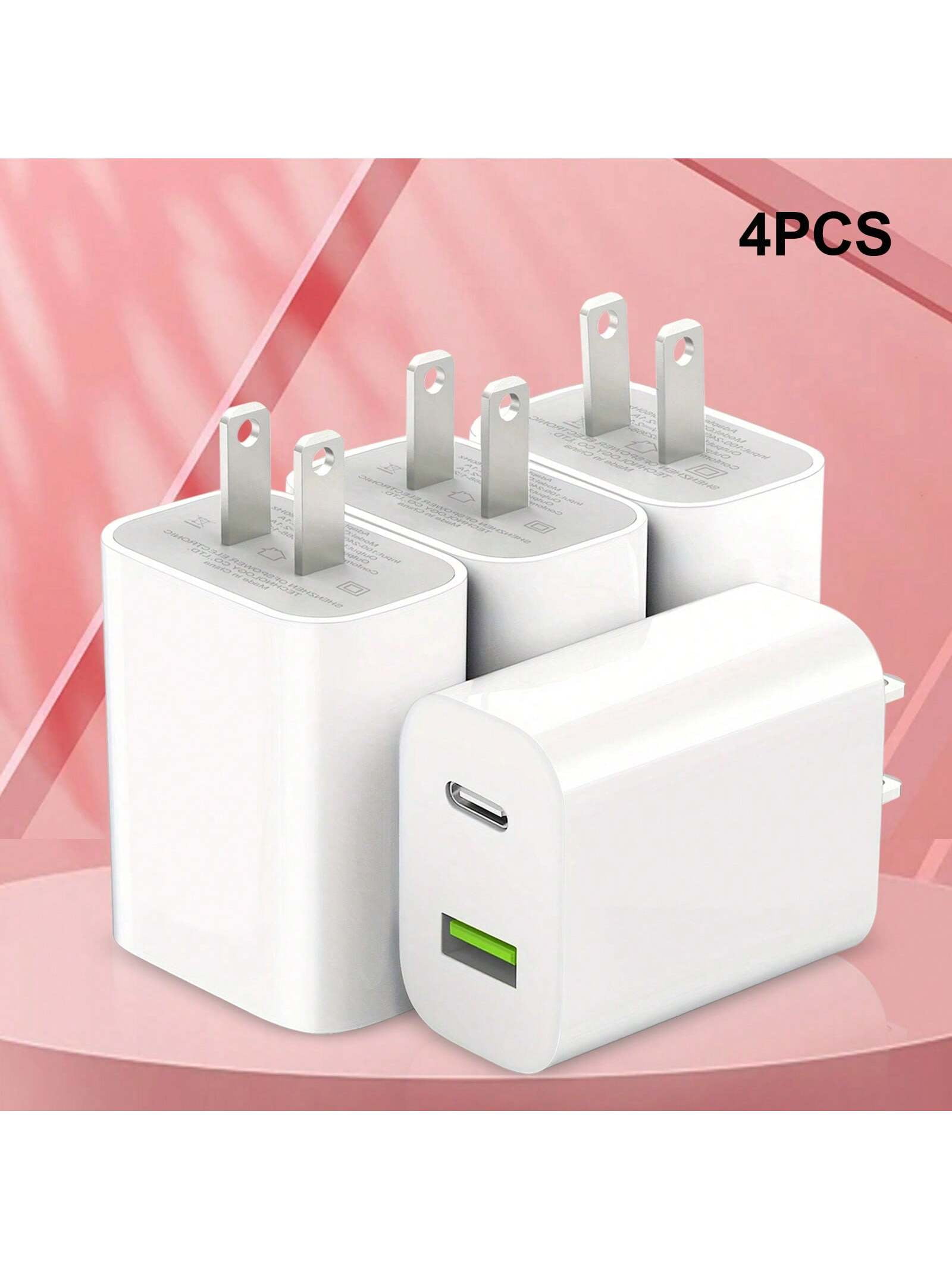 1/2/3/4 Packs For USB C Wall Charger Block, Dual Port Power Delivery ...
