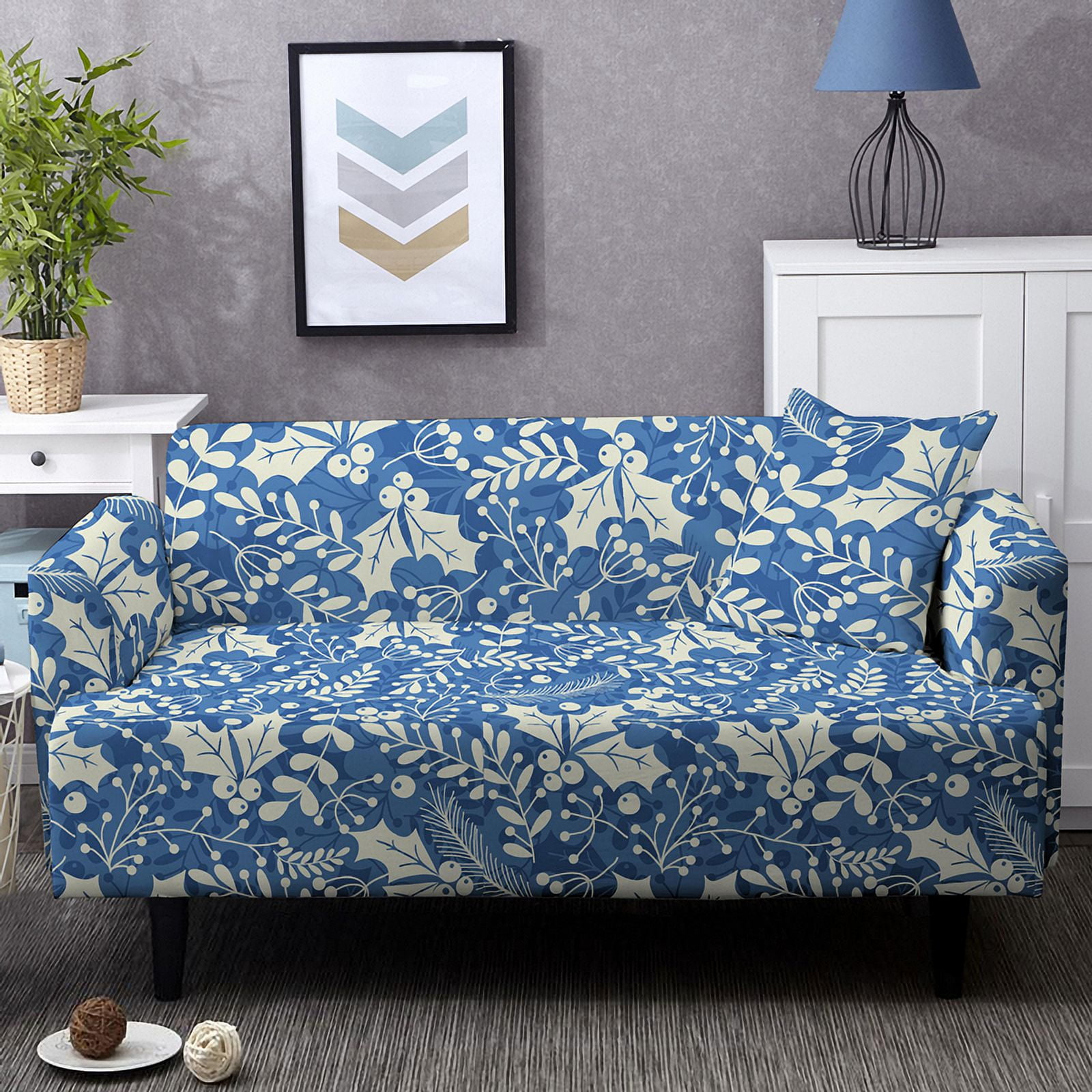 1/2/3/4 Seater Cartoon Leaves Sofa Covers For Living Room Sectional ...