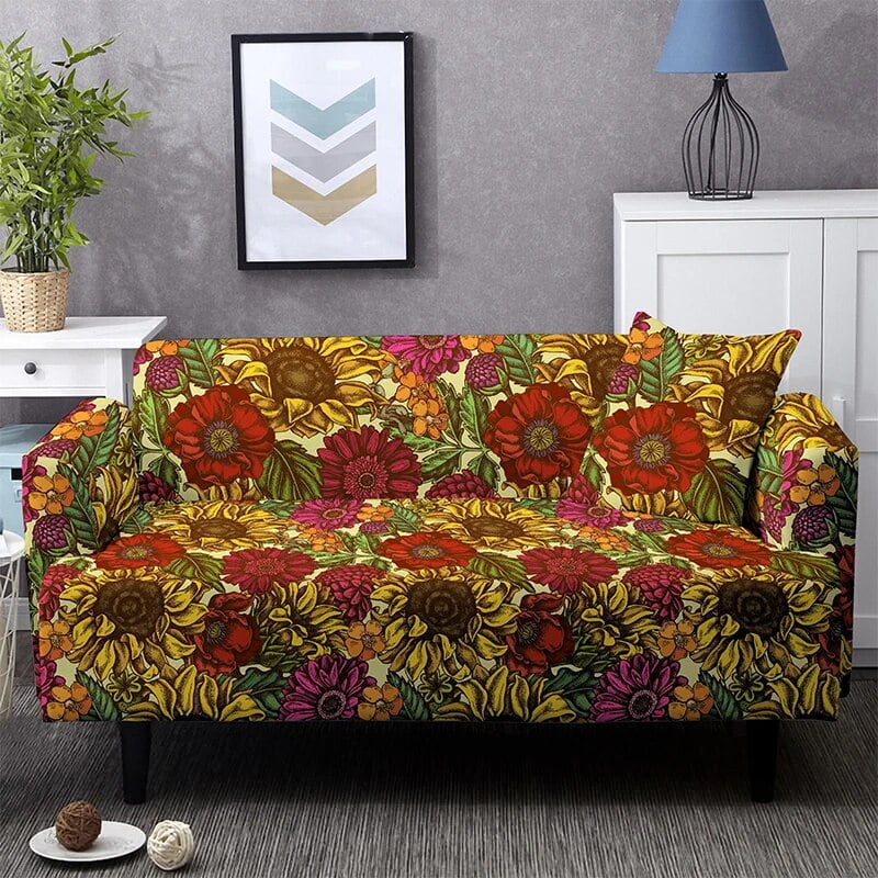 1/2/3/4 Seater Fashion Flower Print Sofa Covers Armchair Loveseat Couch ...