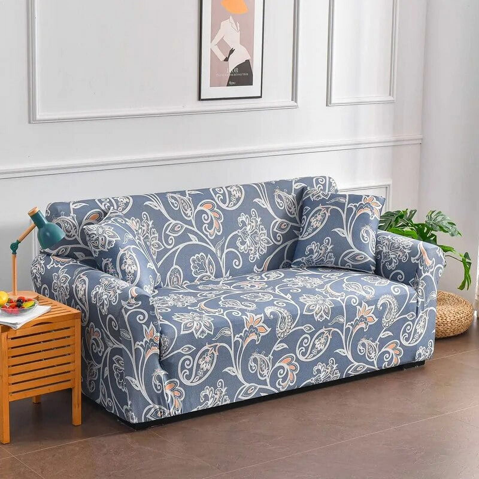 1 2 3 4 Seater Floral Printed Sofa Covers for Living Room Elastic Sofa ...