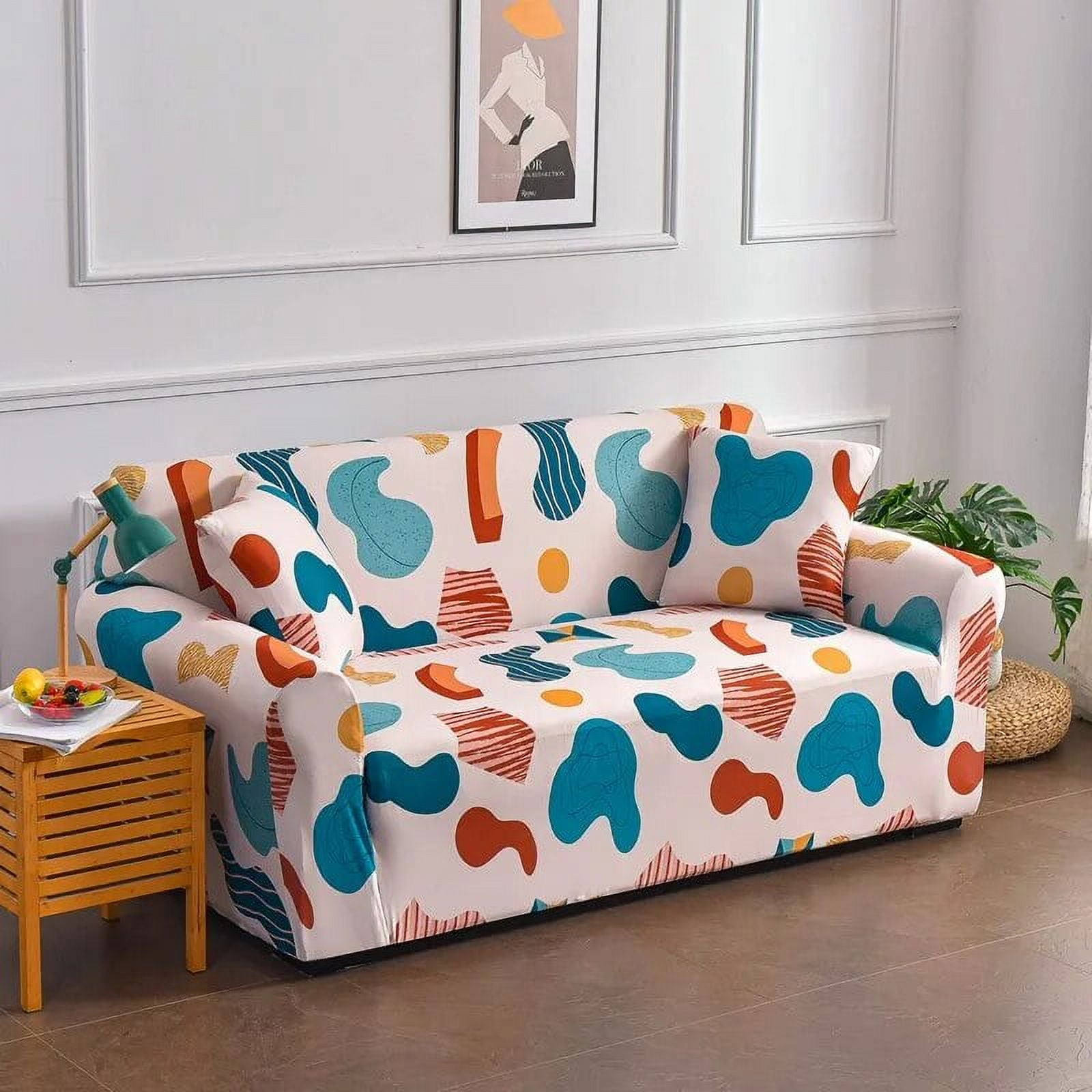 1 2 3 4 Seater Floral Printed Sofa Covers for Living Room Elastic Sofa ...