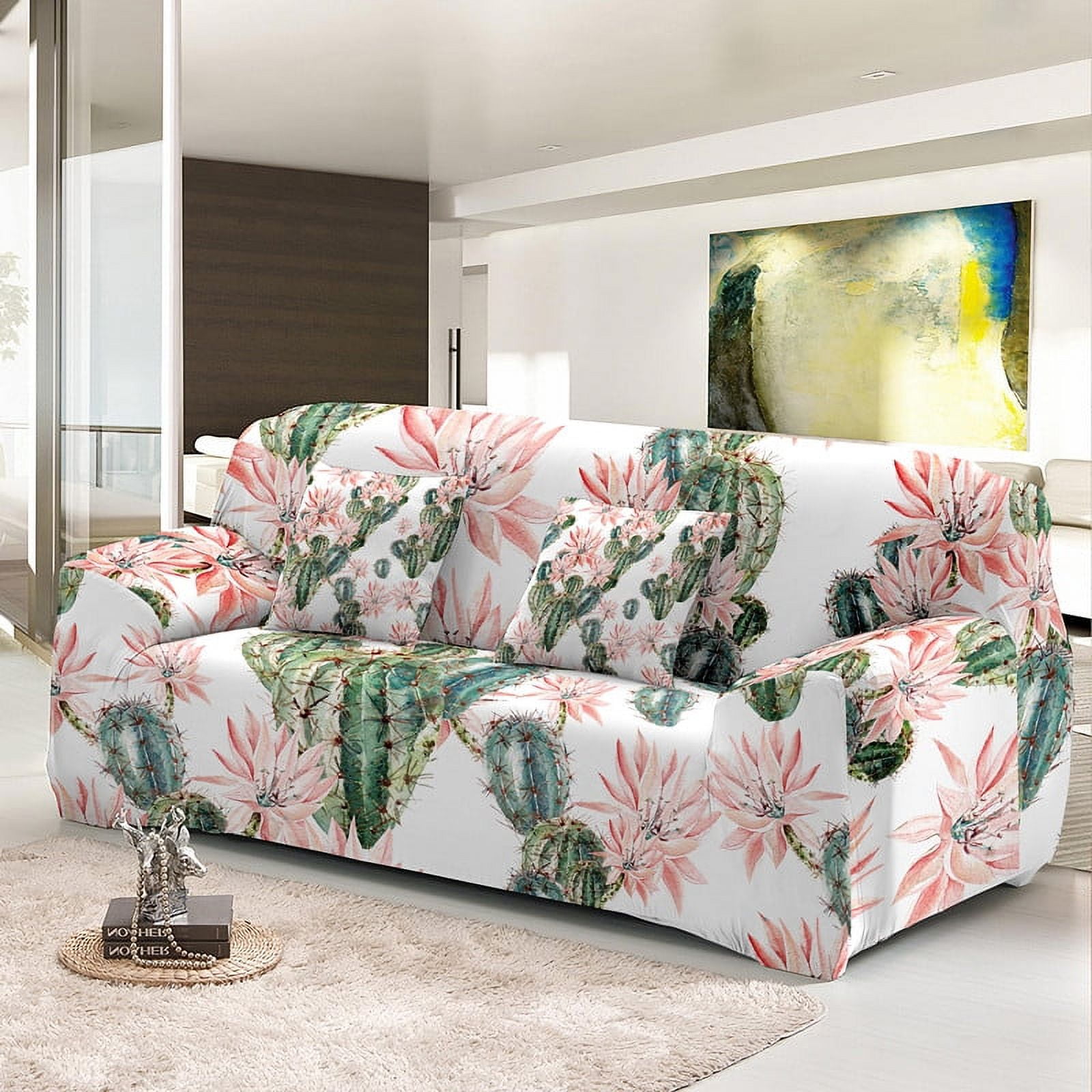 1/2/3/4 Seater L Shape Stretch Couch Cover Cactus Combination Sofa ...