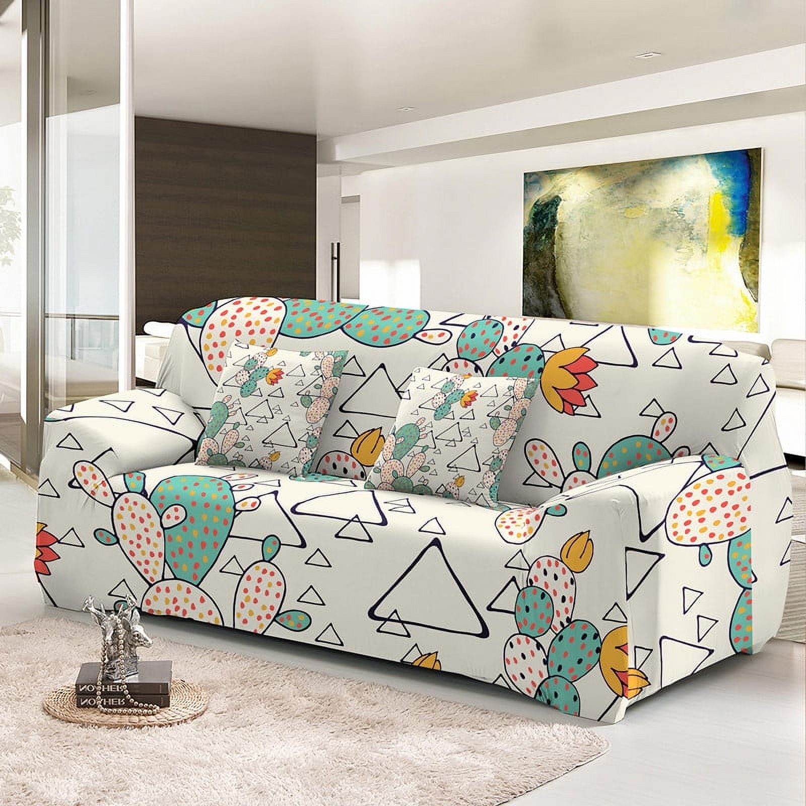1/2/3/4 Seater L Shape Stretch Couch Cover Cactus Combination Sofa ...