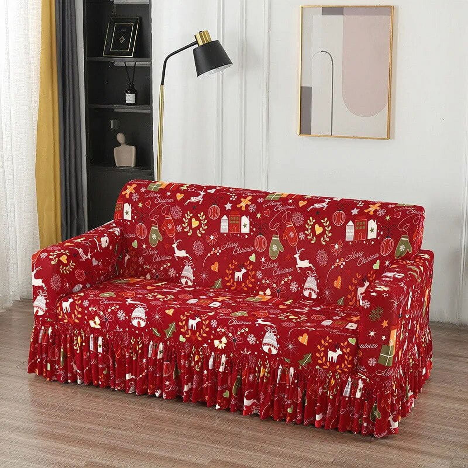 1 2 3 4 Seater Pastoral Sofa Skirt Cover Stretch Spandex Sofa Covers ...