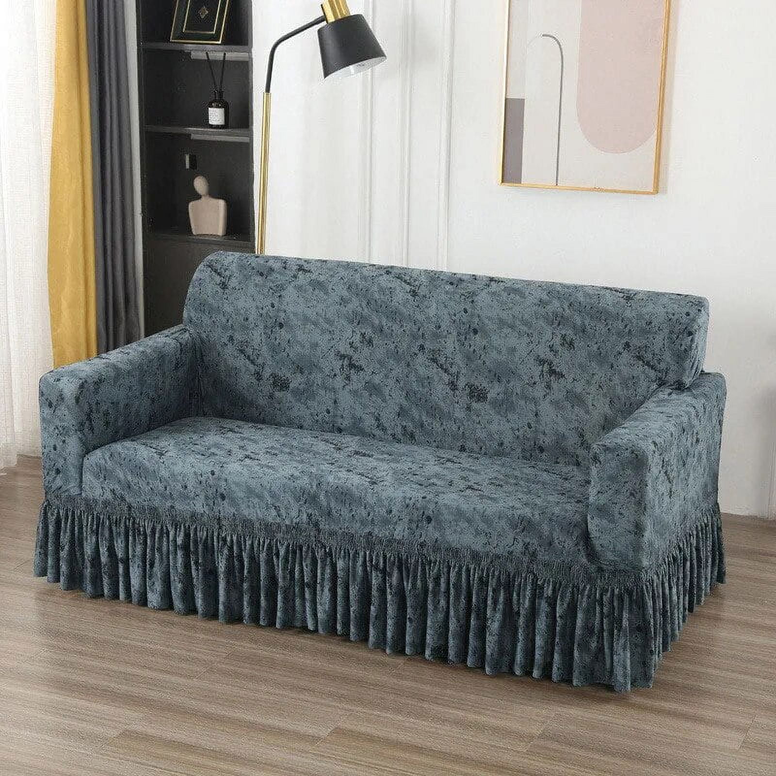 1 2 3 4 Seater Pastoral Sofa Skirt Cover Stretch Spandex Sofa Covers ...