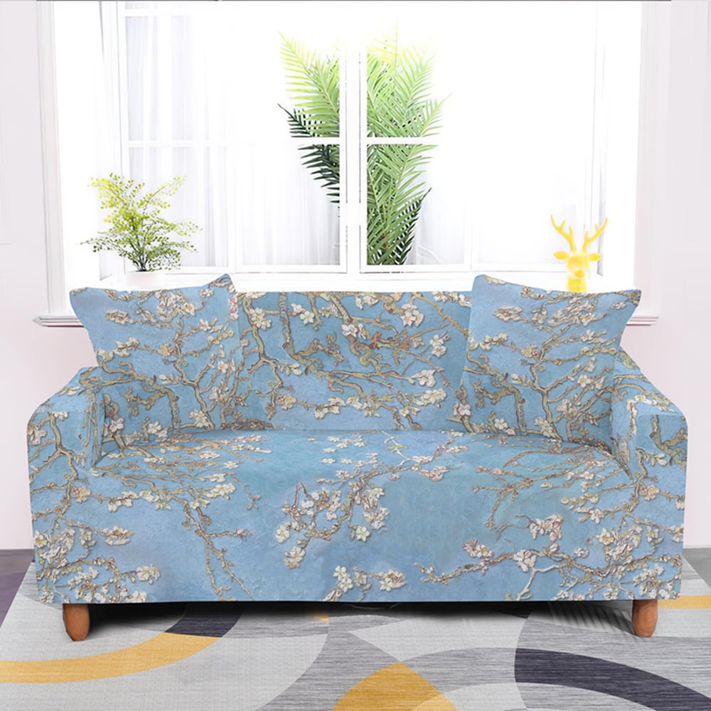 1/2/3/4 Seaters Stretch Sofa Cover Elastic Floral Daisy Slipcovers For ...