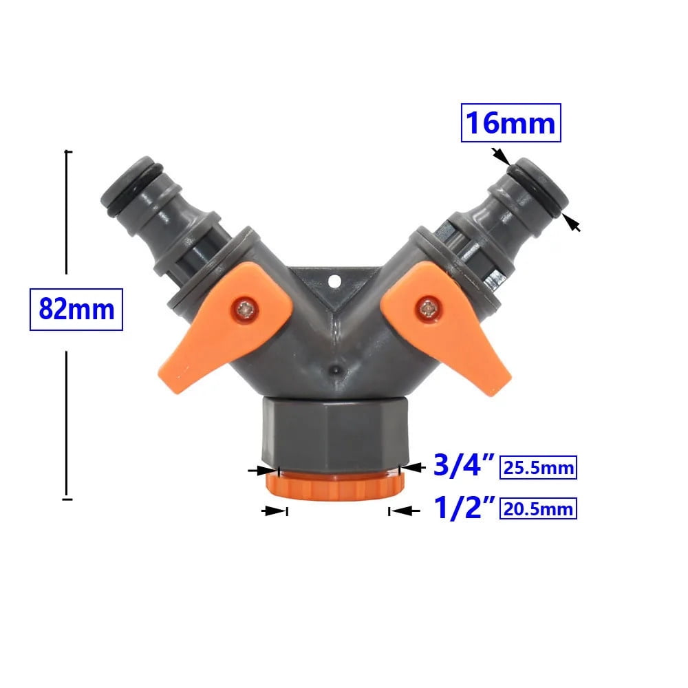 1/2 3/4 Thread 2-way Tap Hose Water Splitter Garden Tap Y Splitter ...