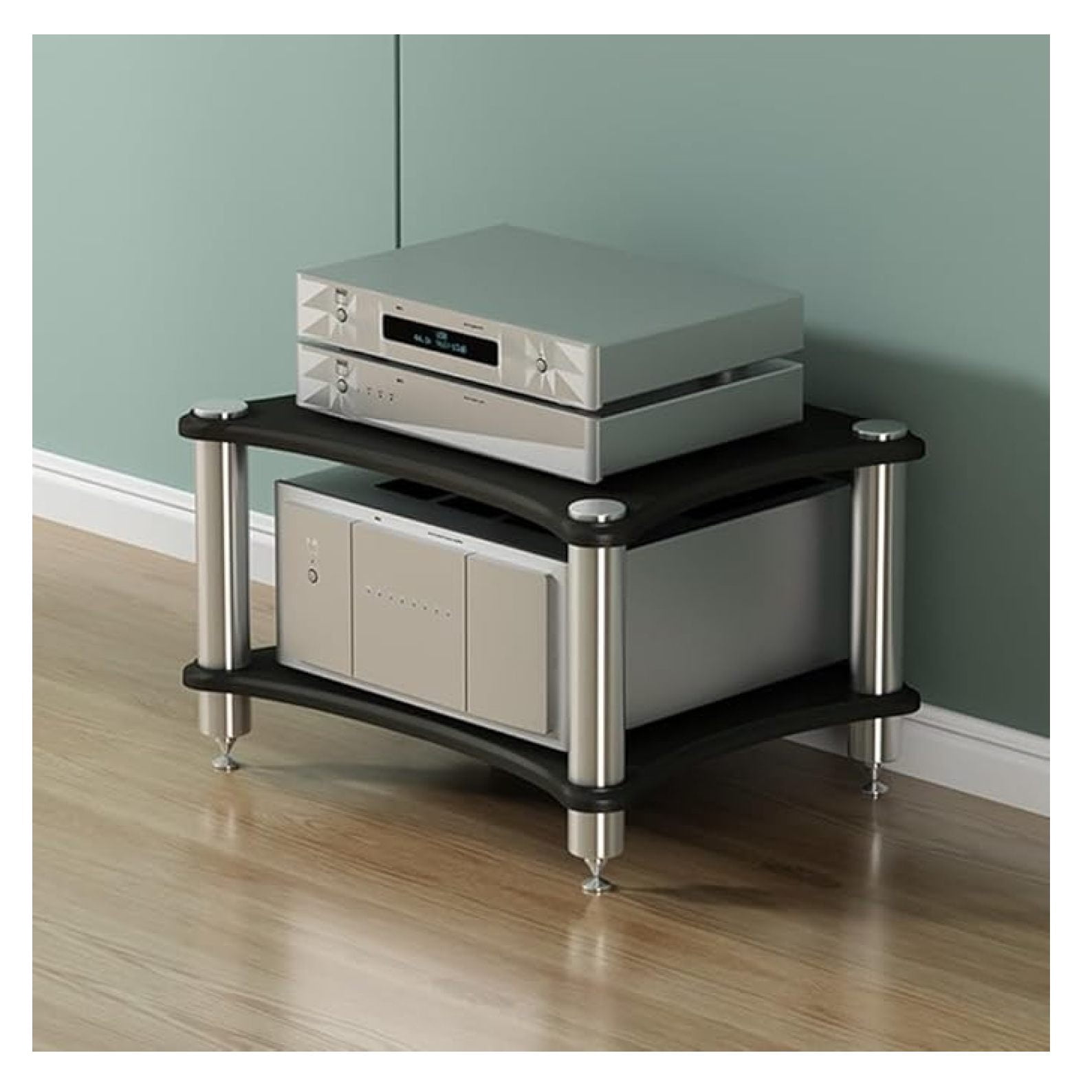 1 2 3 4 Tier AV Media Stand Component Cabinet Corner Shelf Wooden ...