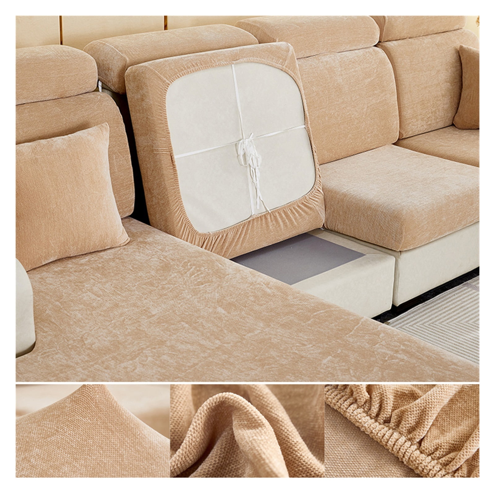 1/2/3/4 seat velvet sofa cushion cover sofa slipcover thick soft solid sofa decoration easy wash ...