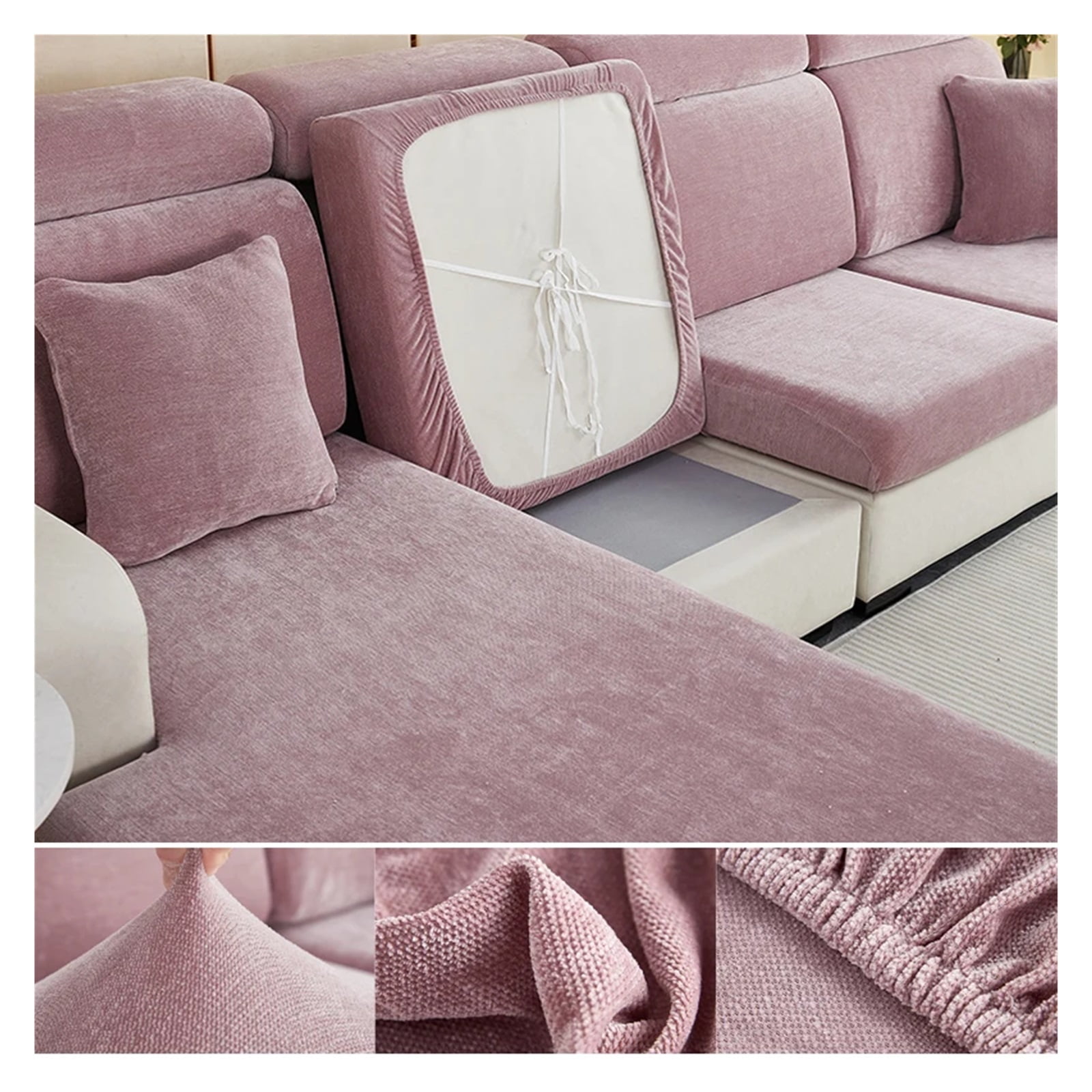 1/2/3/4 seat velvet sofa cushion cover sofa slipcover thick soft solid sofa decoration easy wash ...