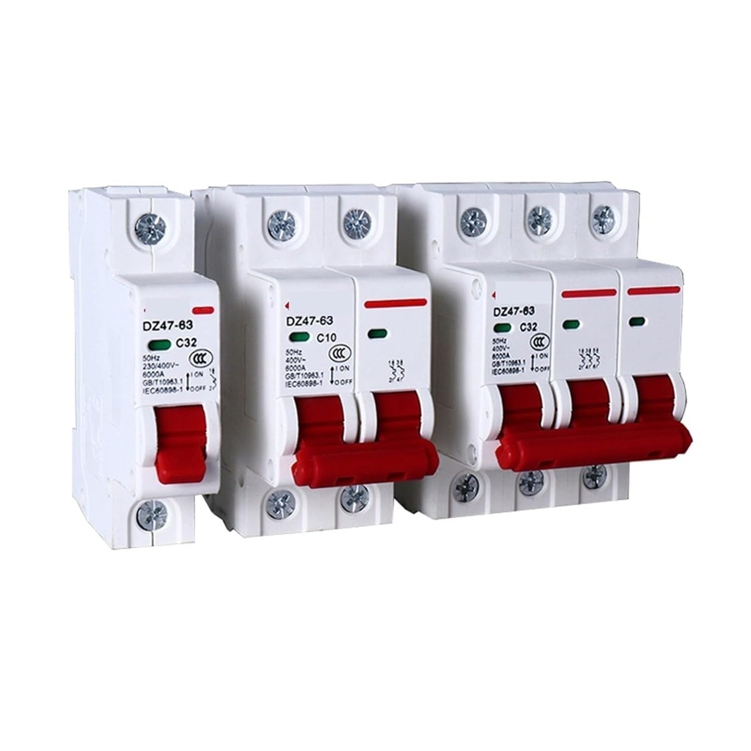 1/2/3/4P MCB DZ47-63 C Type 400V Mini 6A 10A 16A 20A 25A 32A 40A 63A ...