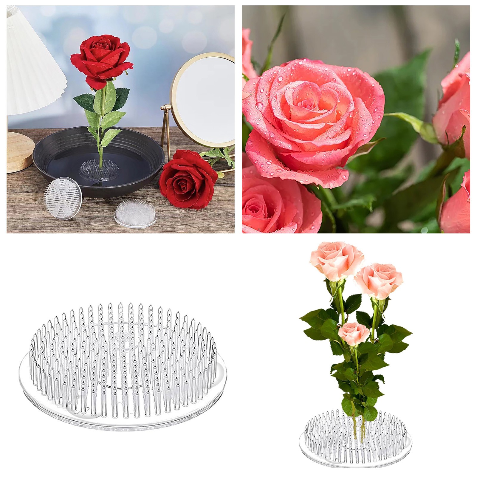 1/2/3/4PCS Plastic Flower Frogs, Clear Round Flower Pin Frog Holders ...