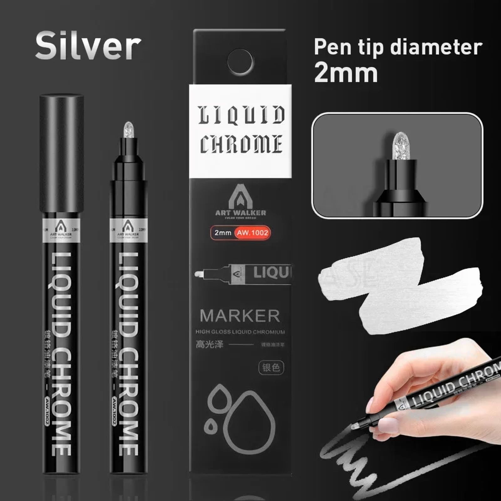 1/2/3/4Pcs Chrome Mirror Marker Pen, 0.7mm 1mm 2mm DIY Reflective Paint ...
