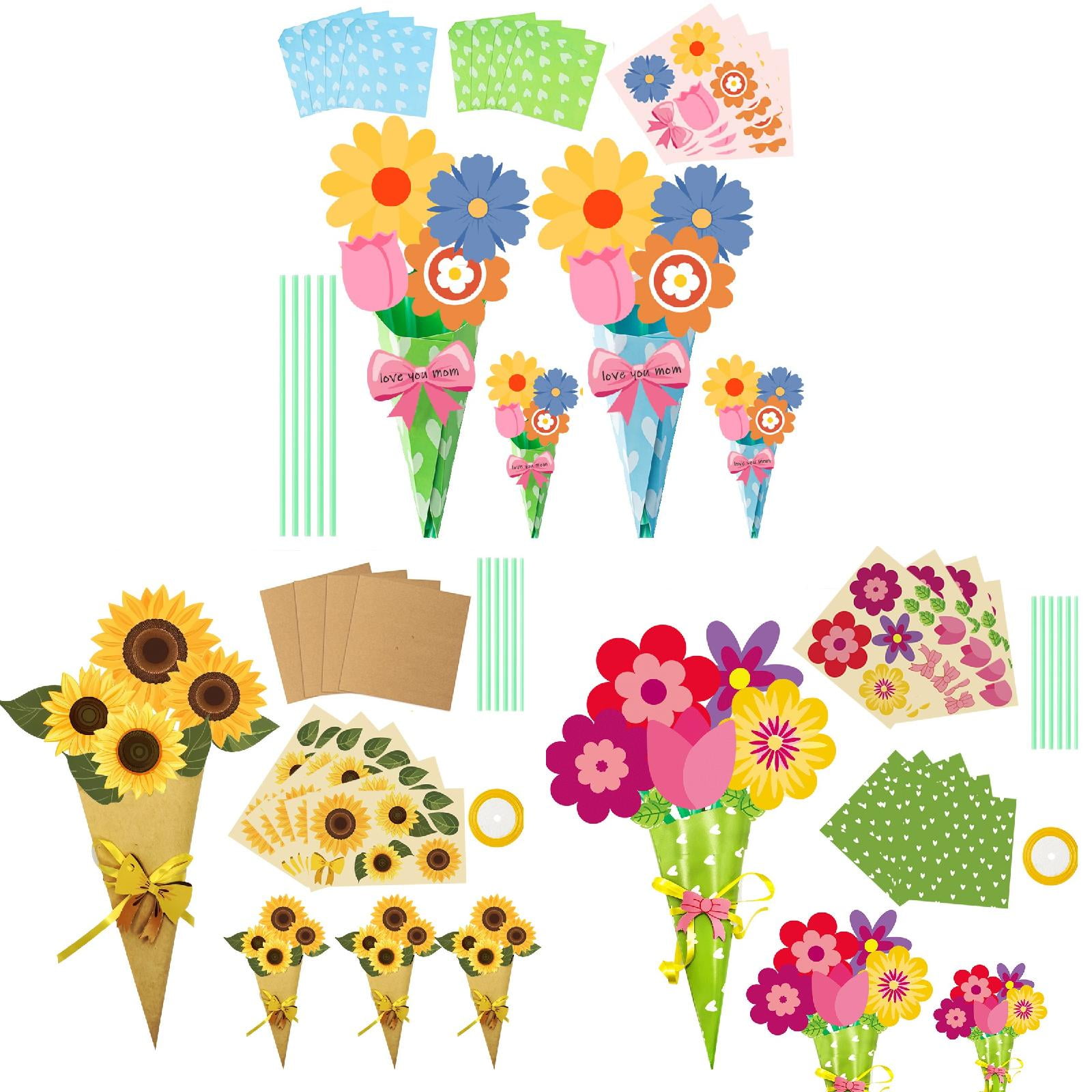 1/2/3/4Set Mother's Day Flower Bouquet Craft Kit DIY Spring Flower ...