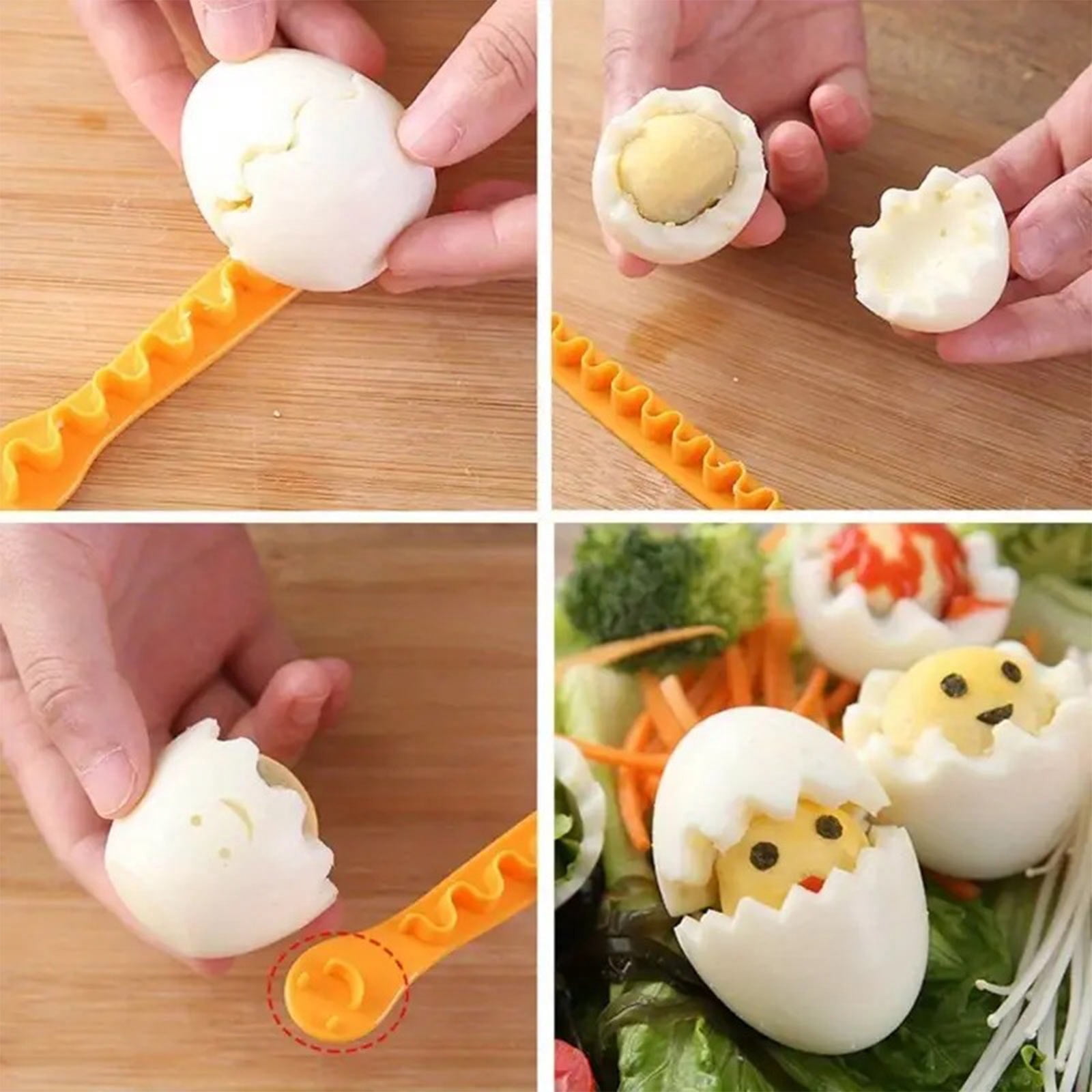 1/2/3/4x Long Foldable Egg Cutter in Half, Egg Cracker Tool for Hard ...