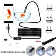 Pluokvzr 3 in 1 USB Endoscope for OTG Android Phone with 6 LED Lights ...