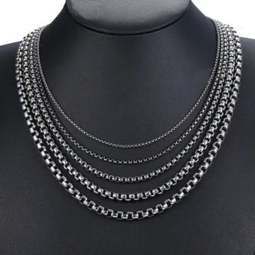 ChainsProMax Stainless Steel Flat Box Chain Male Necklace 22inch 6mm ...