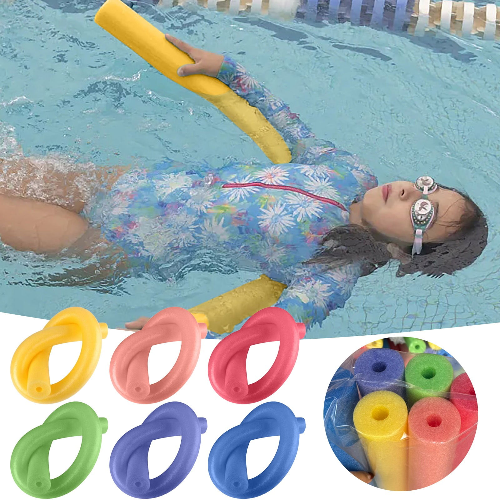 1/2/3/6PCS Pool Swim Noodles Foam- Soft Rainbow Hollow Foam Noodle Tube ...