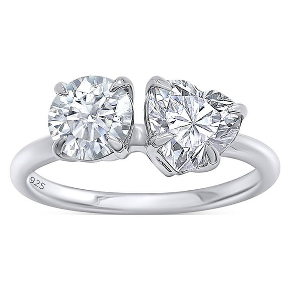 1 3/4CT 6.5MM Heart Shape & 8X5MM Pear Cut Lab Created Moissanite ...