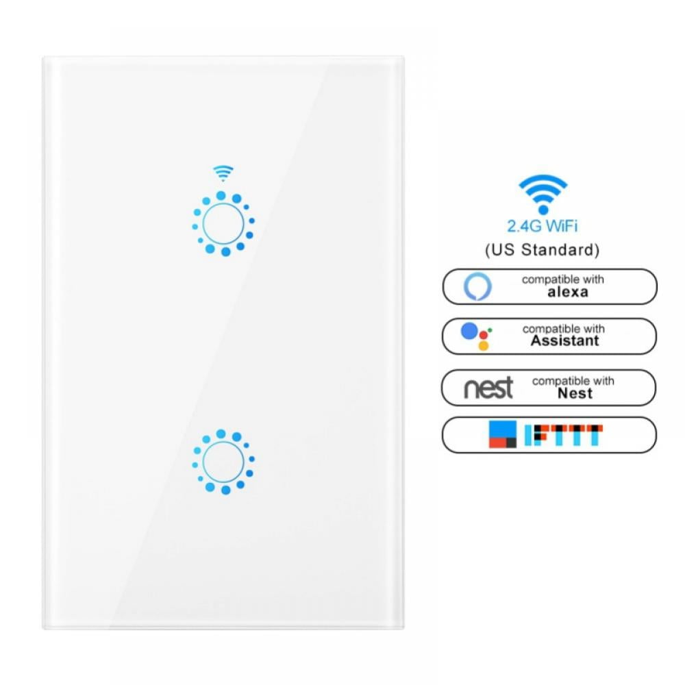 1/2/3 Gang WiFi Smart Light Switch Wireless Wall Touch Glass Panel APP ...