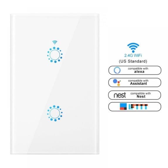 1/2/3 Gang WiFi Smart Light Switch Wireless Wall Touch Glass Panel APP ...