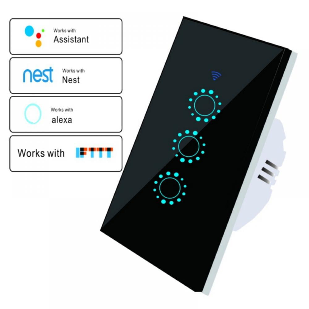 DA BOOM QJJFHCP9182575B12-888, 10A 90-250V 2000W Black WiFi Smart Touch Electrical Switch ...