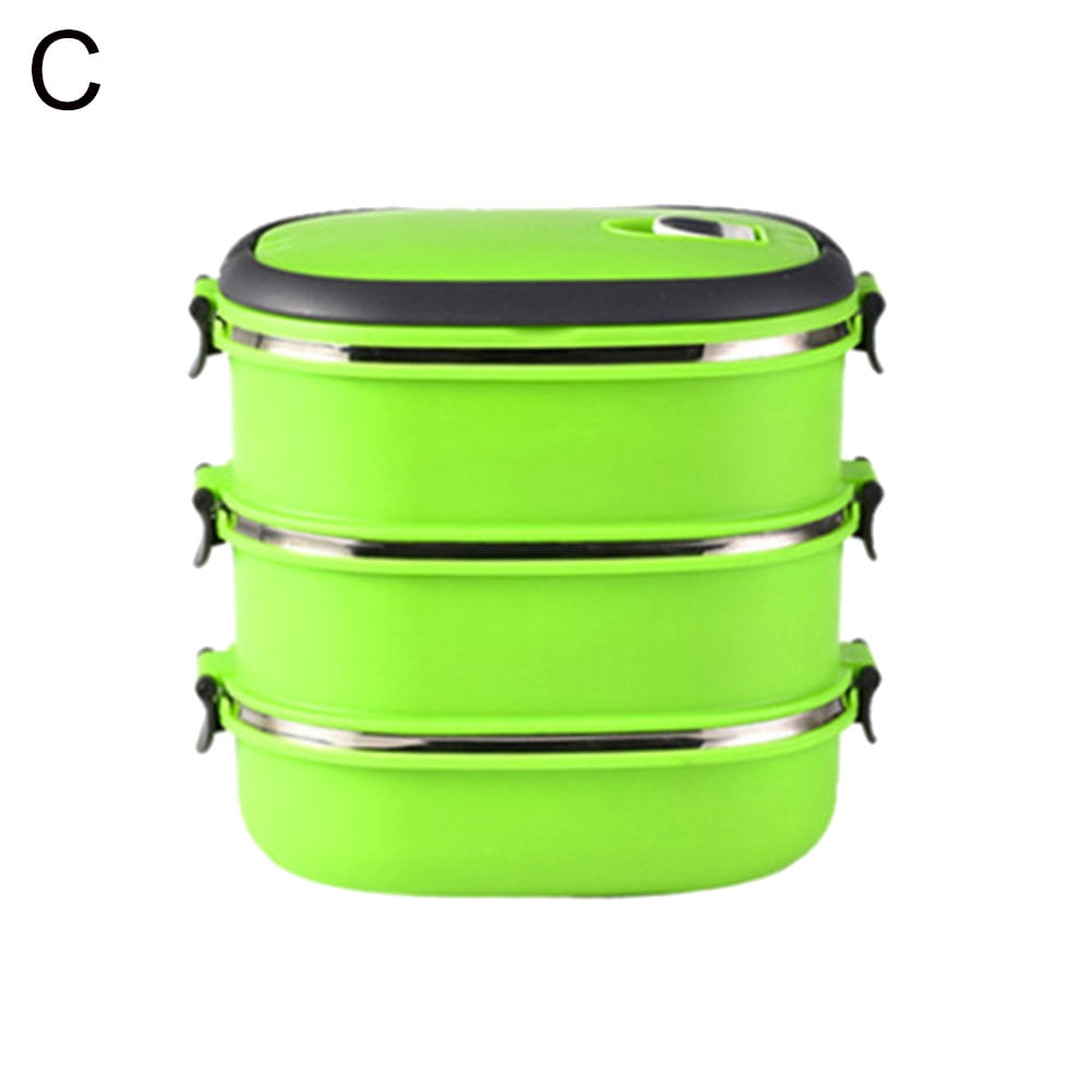 1/2/3 Layer Rectangle Stainless Steel Thermal Lunch Box Food Storage ...