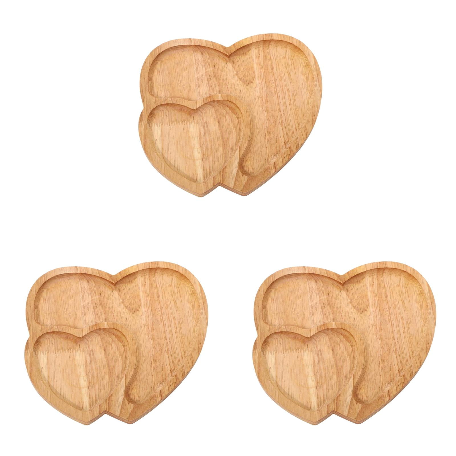 1/2/3 PCS Wooden Serving Tray Heart Shaped Foof Board Wood Serving ...