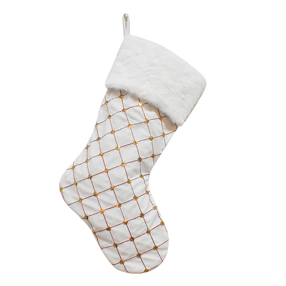 1/2/3-Pack Christmas Stockings Socks White Red Velvet Quilted Christmas ...