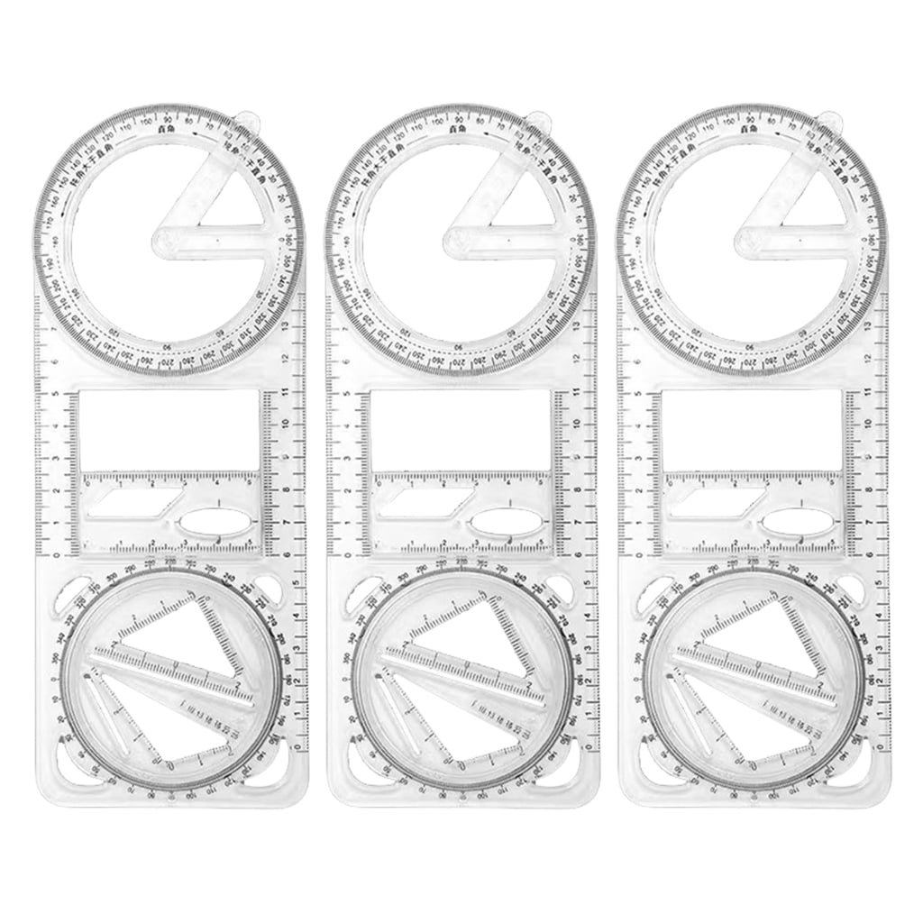 1/2/3 Pcs Geometric Ruler Drawing Ruler Template Ruler Measuring Ruler ...