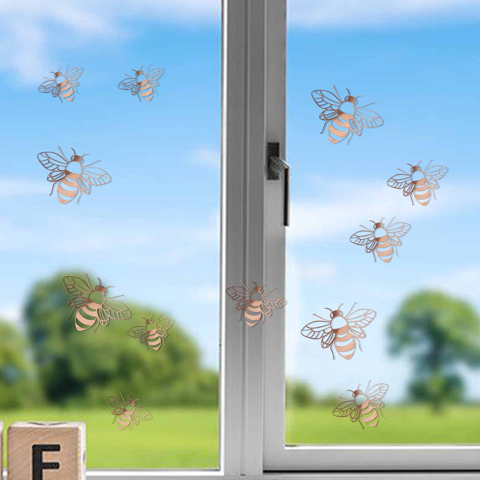 1/2/3 Pcs Spring Summer Bees and Flower Glass Sticker, Glass Decals ...