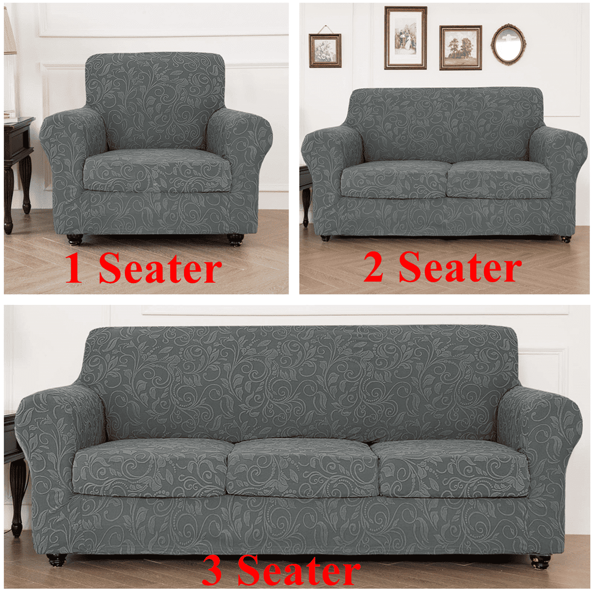 1/2/3 Seate Sofa Covers Stretch Knitted Jacquard Sofa Cushion Slipcover ...