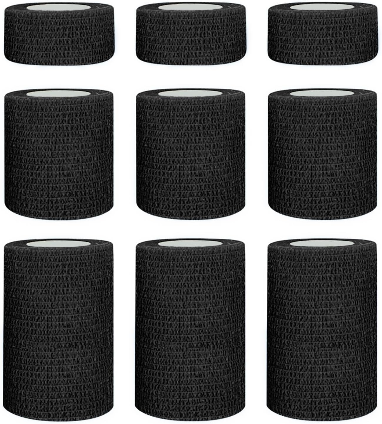 1"/2"/3" Self Adhesive Bandage Wraps, 9 Pack Black Self Adherent ...