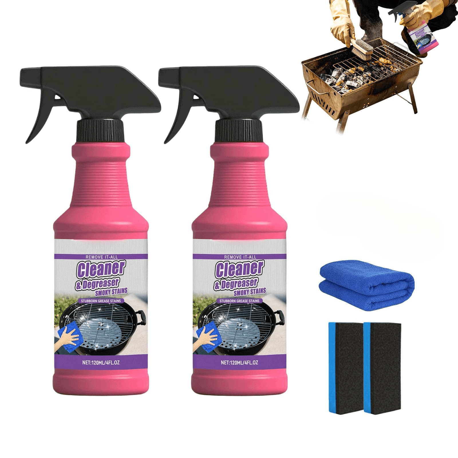 1/2/3 Set Fast-Acting Heavy-Duty Grill Degreaser Spray,BBQ Grill ...